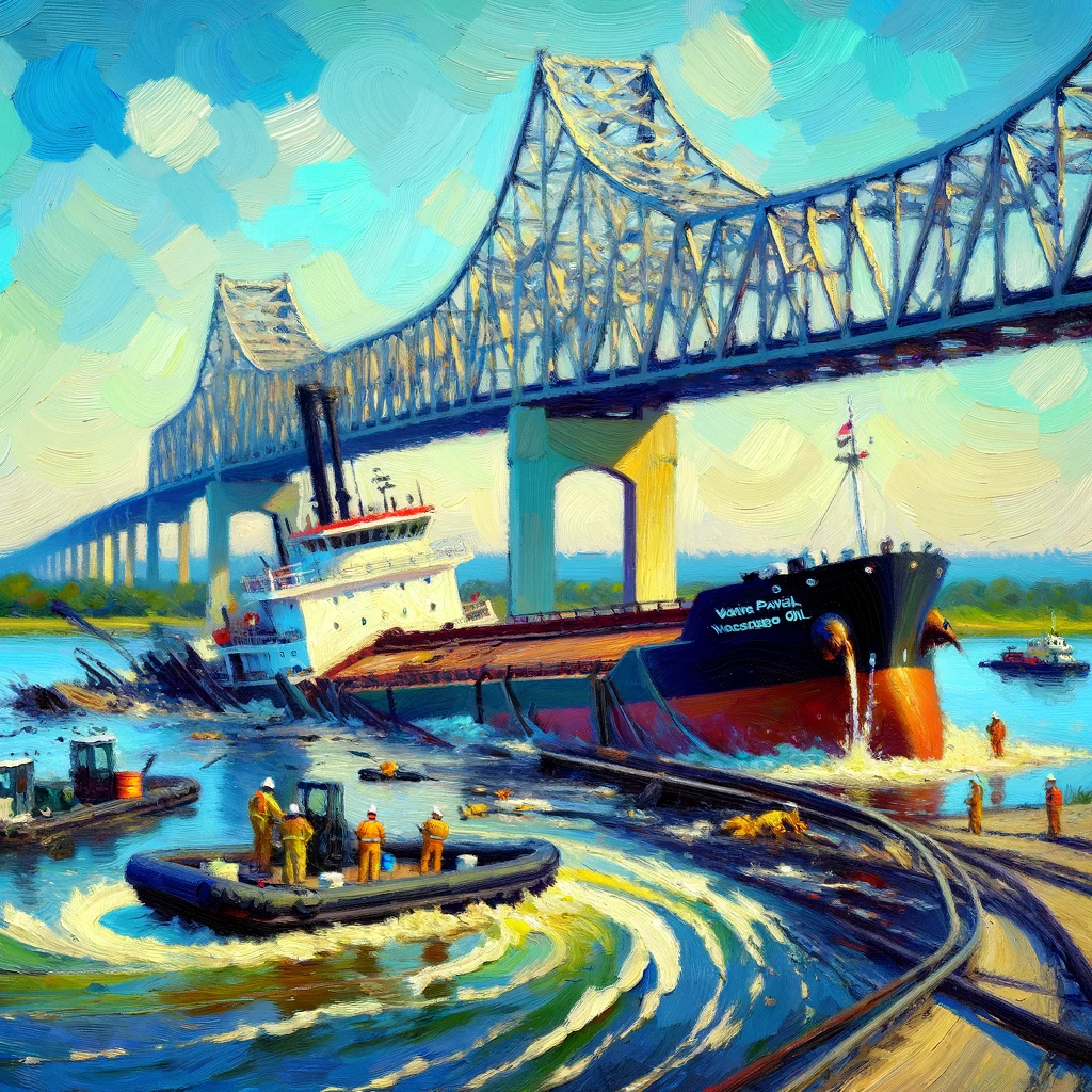 Barge Collides with Texas Bridge, Spilling Oil and Closing Road